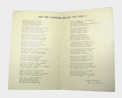 Vintage WWI Postcard "We're Coming Back To You" Poem By Chester C ...