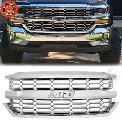 For 2016-2018 Chevrolet Silverado 1500 Front Upper Bumper Grille Chrome ...