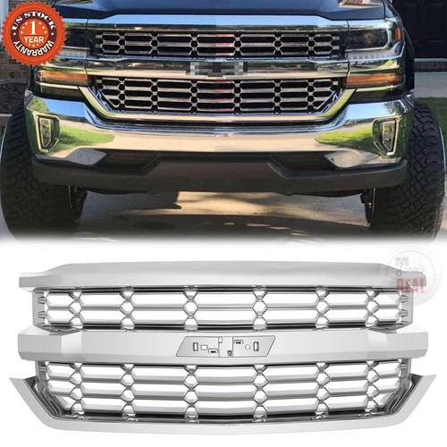 For 2016-2018 Chevrolet Silverado 1500 Front Upper Bumper Grille Chrome ...