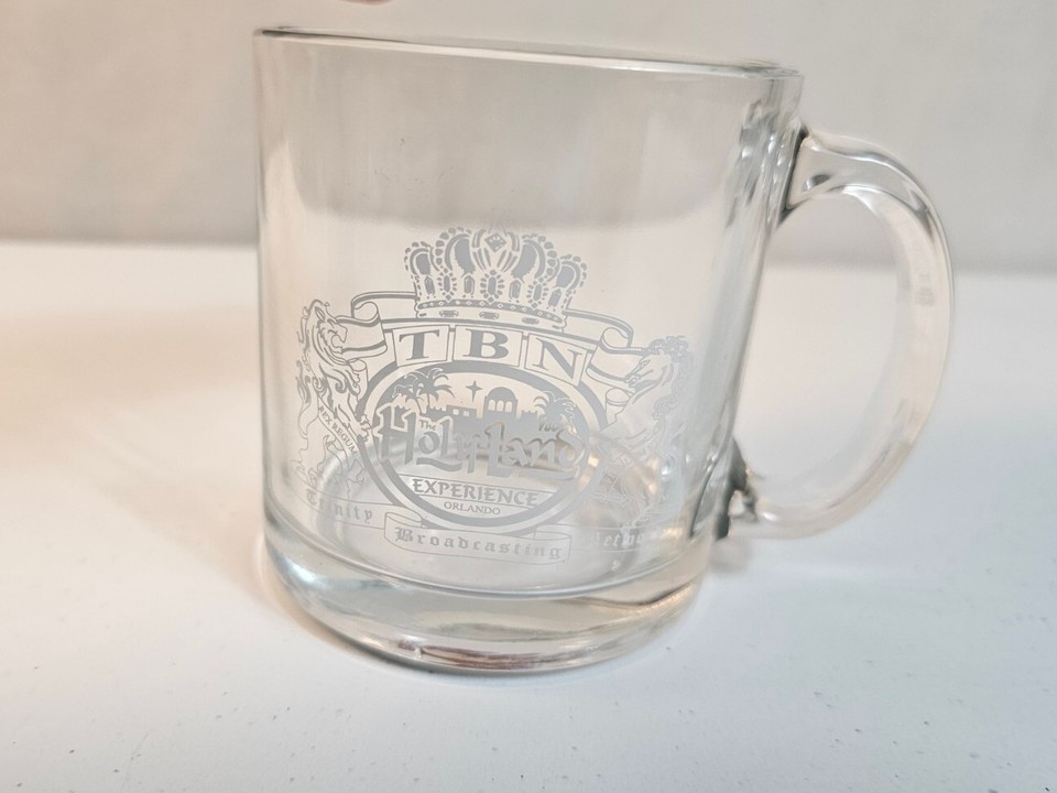 Vtg TBN Trinity Broadcasting Network Holy Land Clear Glass Coffee Mug ...