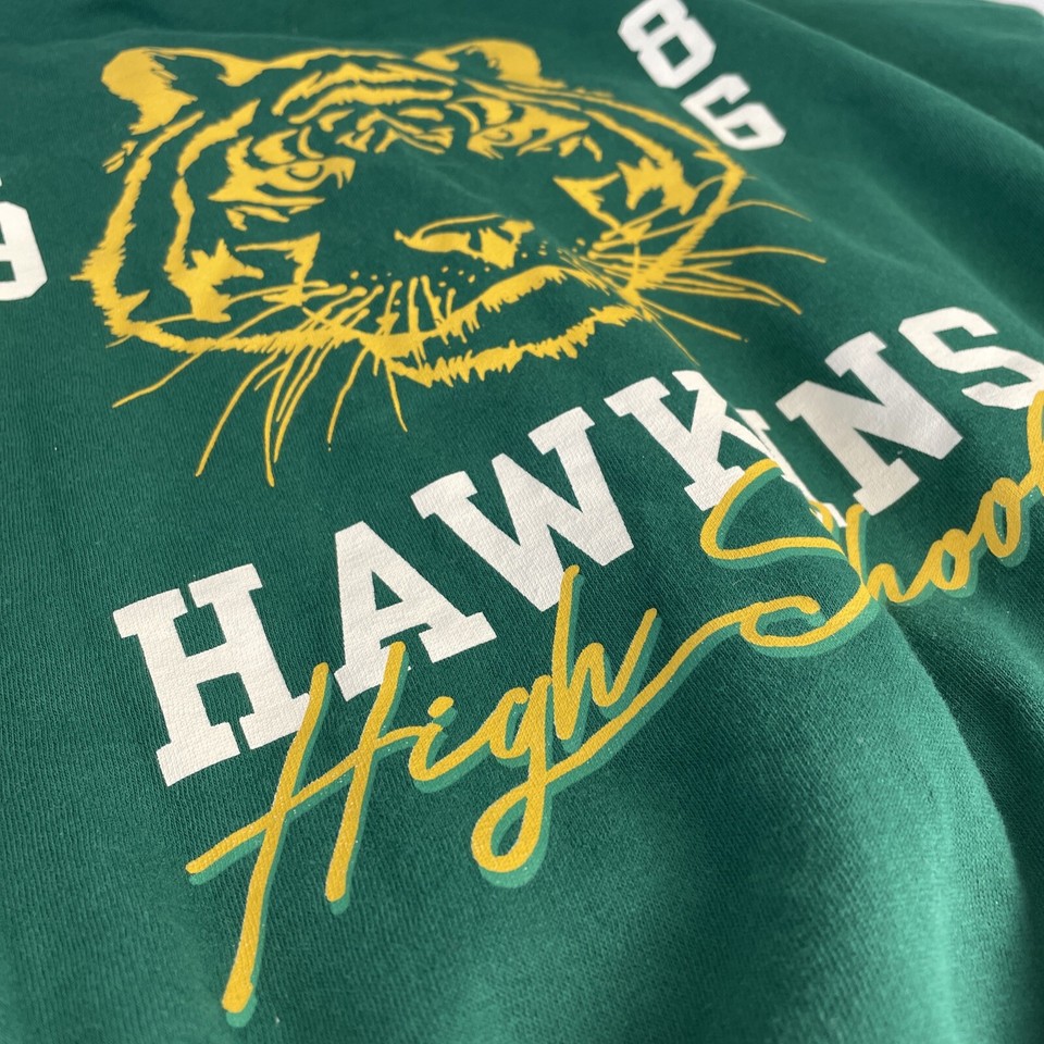 Stranger Things Hawkins High Snap Front Fleece Varsity Jacket Kid SZ 14 ...