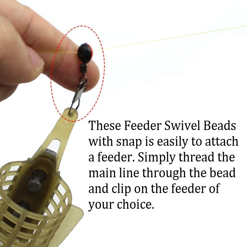 25pcs RUNNING LEDGER LEAD FEEDER LINK SWIVELS WITH BEADS SNAP pellet ...