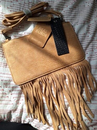 Street Level Fawn Colored Cross Body Shoulder Bag Purse Real Suede | eBay