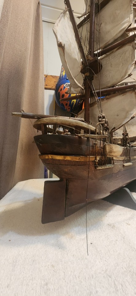Wooden Ship Model Vintage Sail Boat Clipper Ship Nautical Decor. Very ...