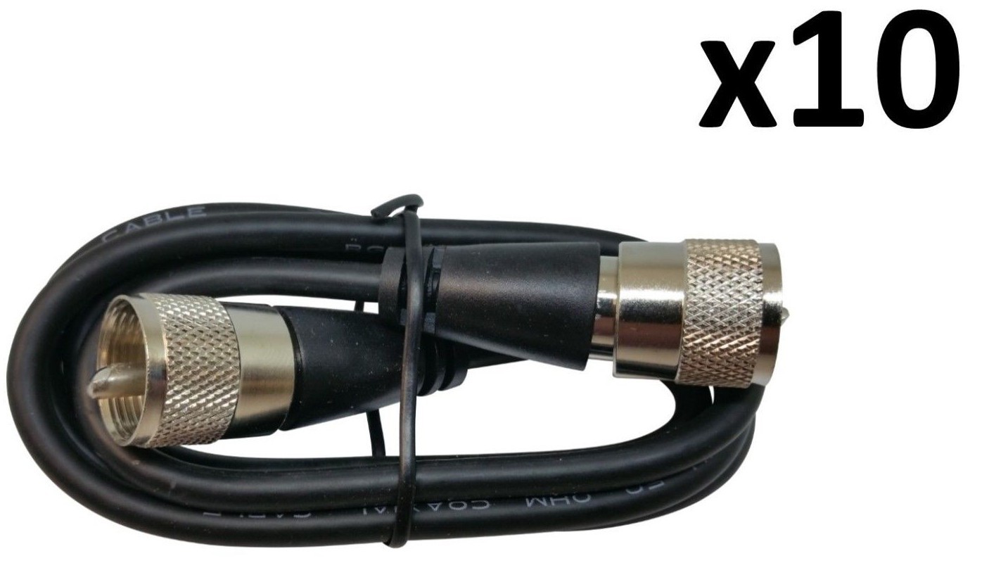 Lot of 10, 3FT RG58 95% SHIELDED CB,HAM COAX RADIO CABLE PL259 USA MADE ...