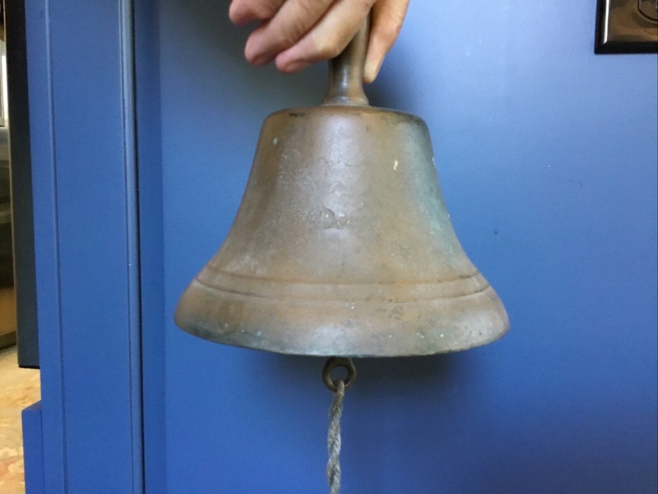 Antique Cast Bronze Ship/School Bell Bronze Clapper with Original Pull ...