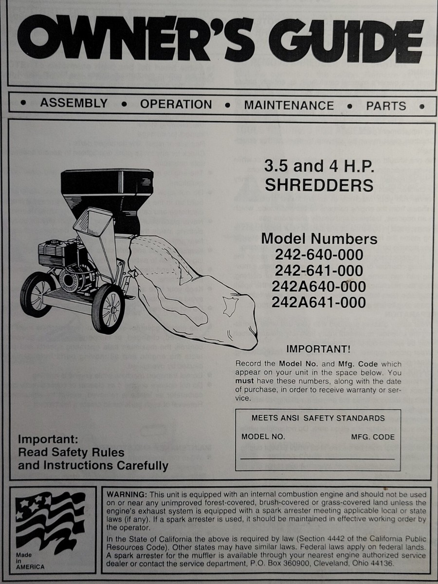 Mtd Chipper Shredder Parts Manual Chipper Shredder Vacuum Impeller