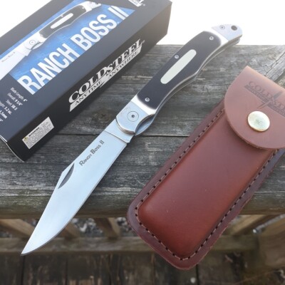 Cold Steel Ranch Boss II Folding Knife 4" SK-5 Carbon Steel Blade Bone ...