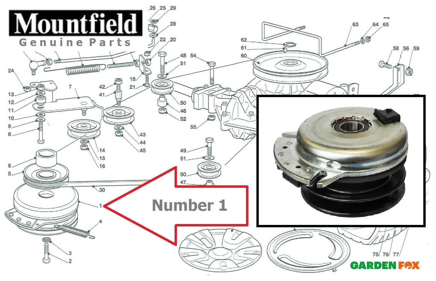 Genuine Mountfield TM1436H Cuts 92cm Mower - BLADE CLUTCH ASSY ...