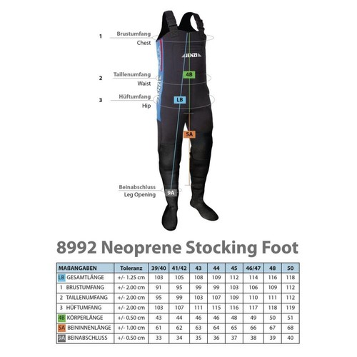 JENZI Neopren-Wathose "fishing" mit Füßlingen Gr. 39 - 50 wasserdicht ...