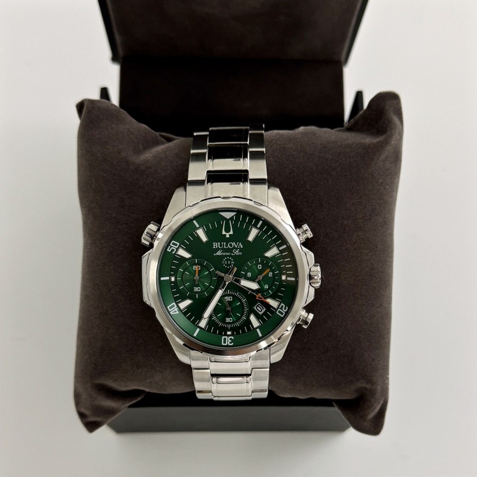 Bulova Classic Green Marine Star Stainless Steel 96B396 Watch (43MM) | eBay