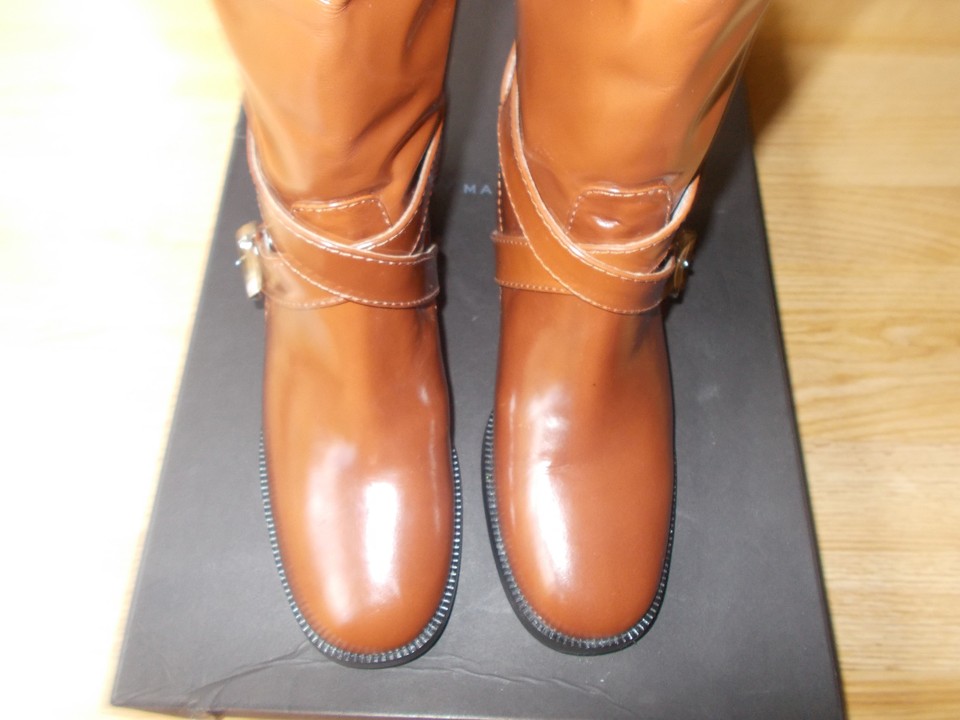 Marc by Marc Jacobs Tall Flat Riding Boots Polished Leather sz 38.5 US ...