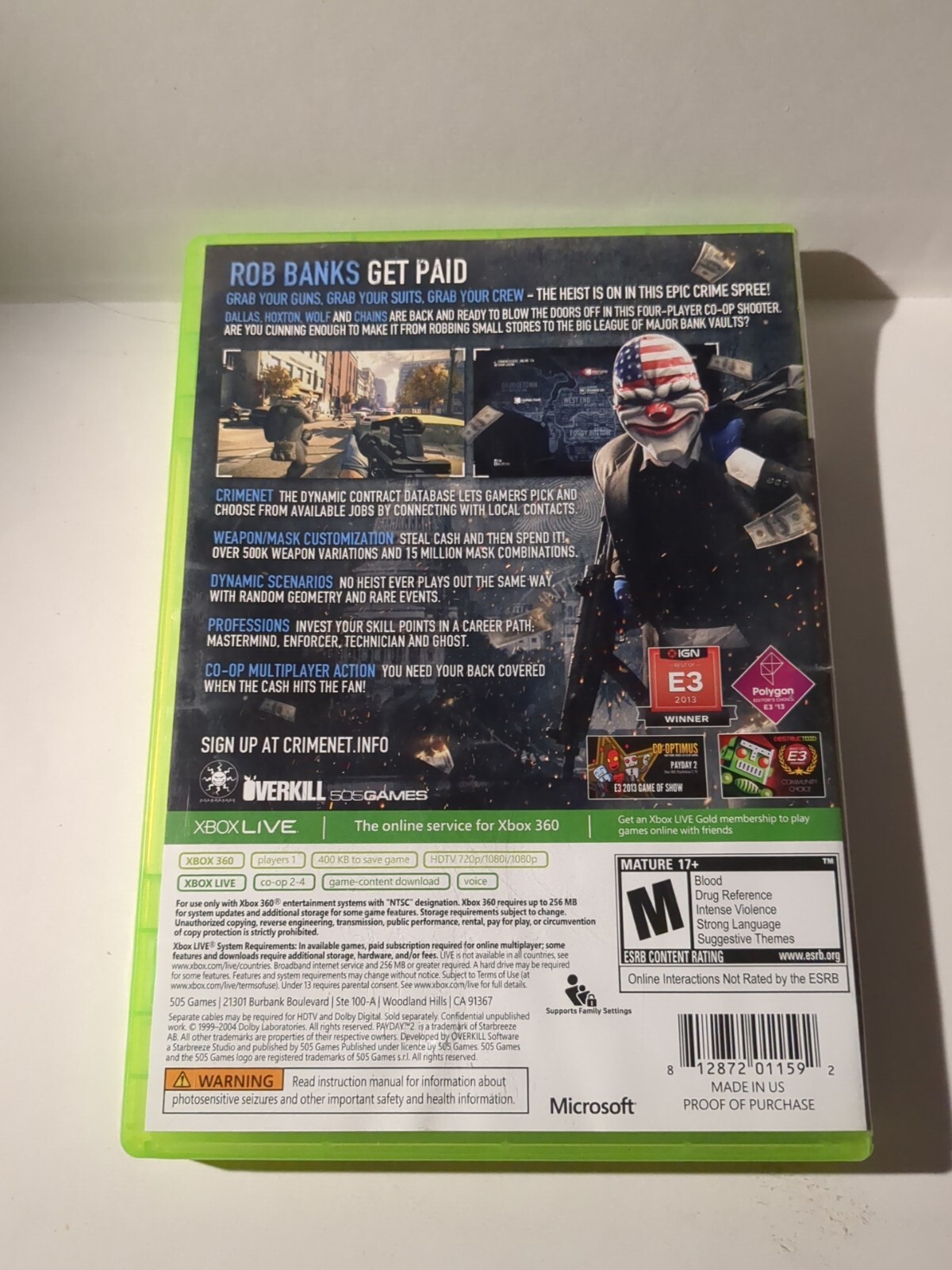 Payday 2 (Microsoft Xbox 360, 2013) for sale online | eBay