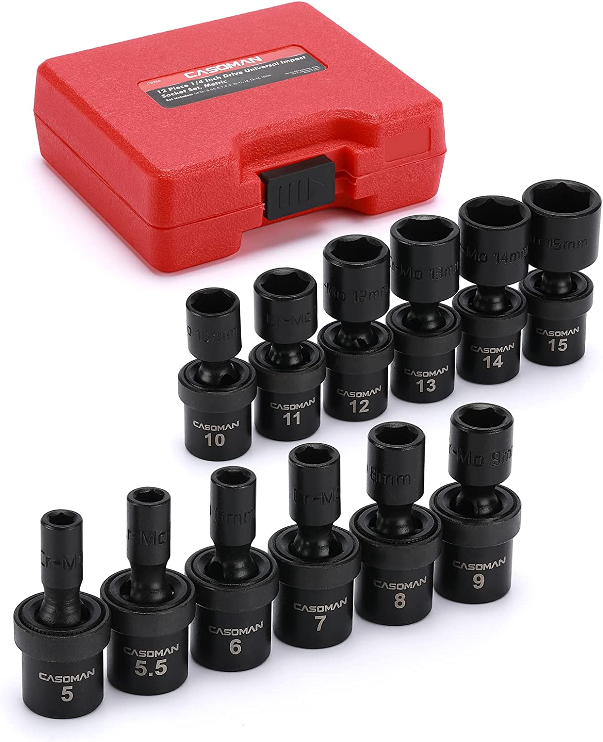1/4-Inch Drive Shallow Universal Impact Socket Set, Metric, 12 Pieces ...