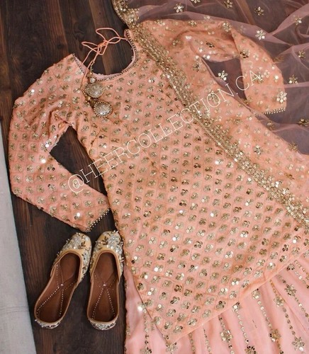 PANJABI SUIT , TOP AND SHARARA, PARTY WEAR INDIAN DRESS, DESIGNER KURTA ...