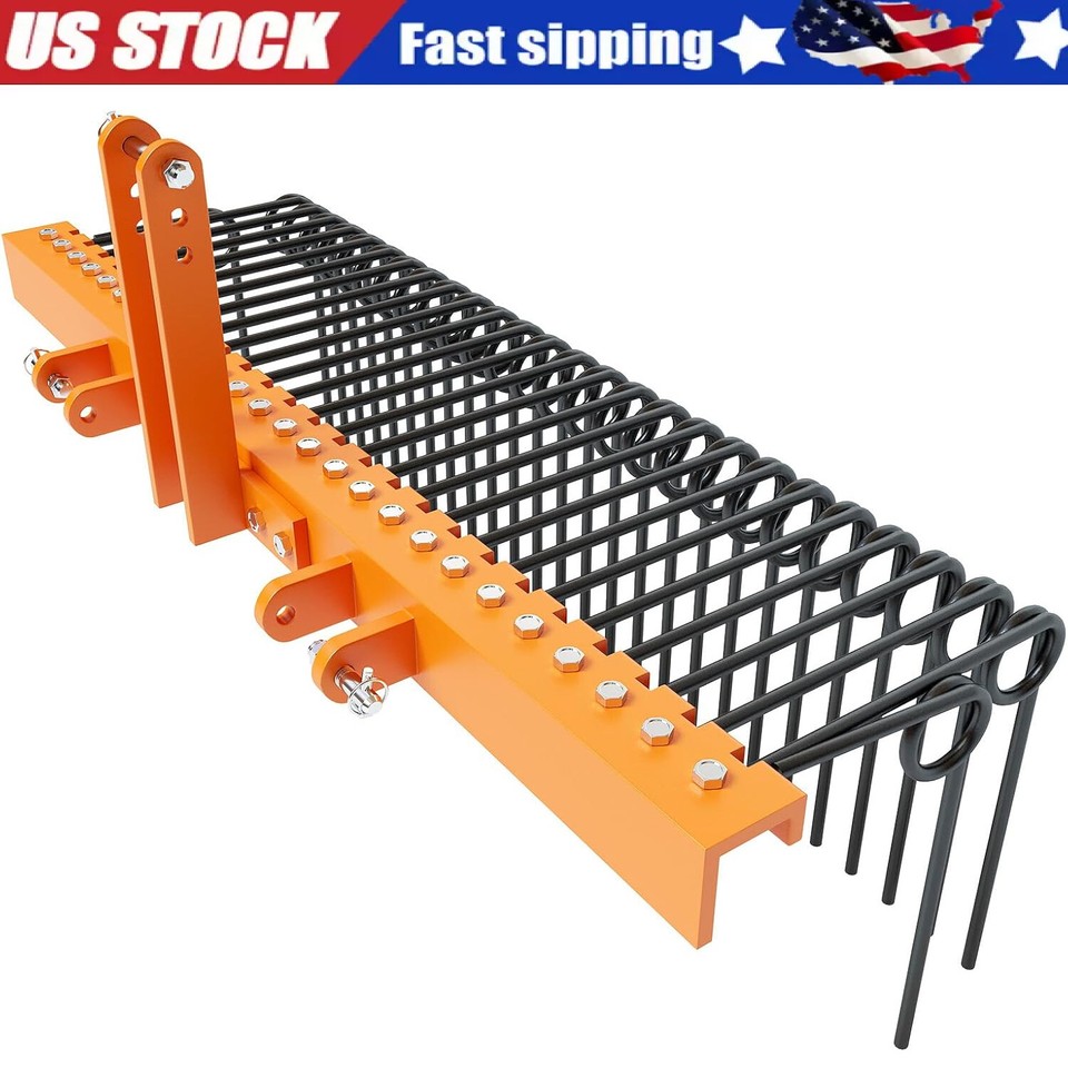 72" 3 Point Pine Straw Rake Landscape Rake for Cat0 Cat1 Tractor Rake ...