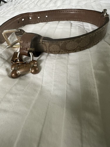 Used COACH Dog Collar Size Small, Tan& Brown , Leather | eBay