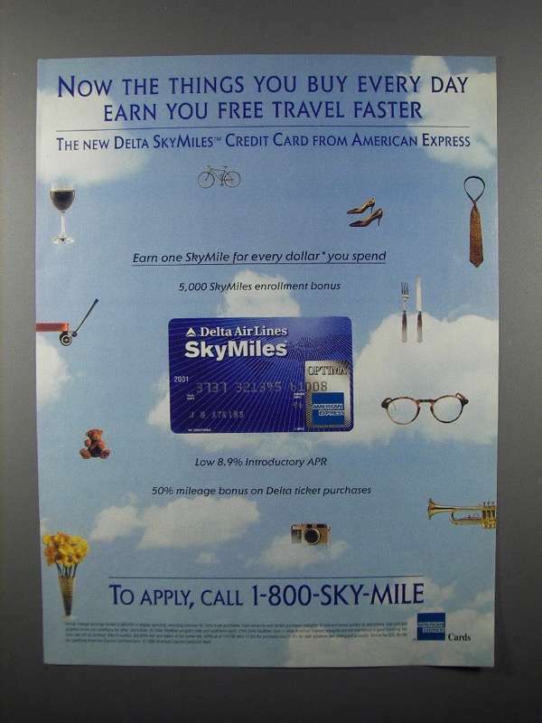 1996 American Express Delta Air Lines SkyMiles Card Ad | eBay