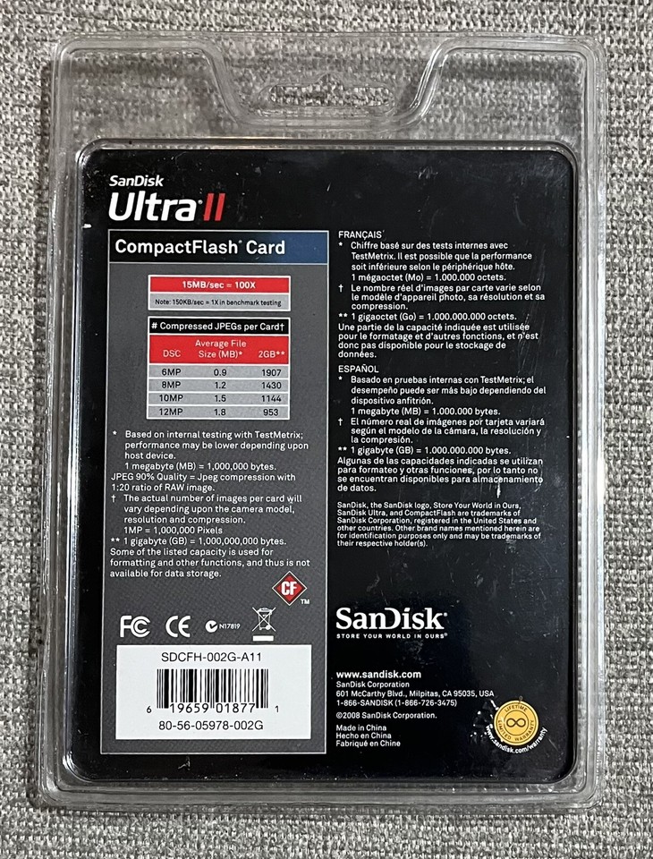 RARE NEW SanDisk Ultra II 2GB CF Compact Flash GENUINE Camera Memory ...