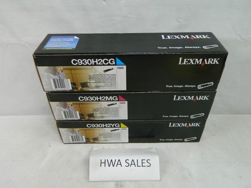 3 Genuine Lexmark C935 C930H2CG C930H2MG C930H2YG High Yield Toners NEW ...