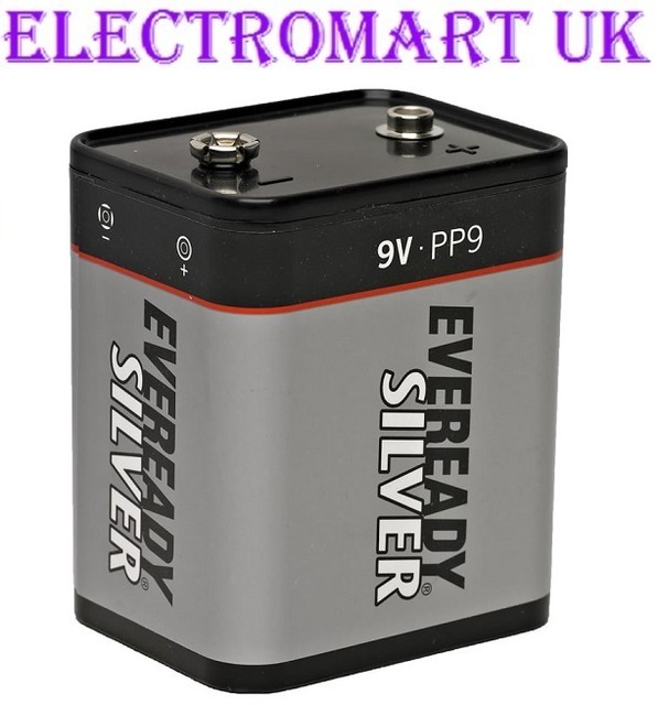 Eveready Silver 9V PP9 Battery (Male and Female Snap-In Terminals ...