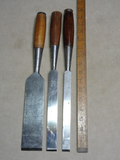 Lot of 3 Timber Framing Socket Mortise Chisels 3/4, 1 & 2" Essex Mfg Co ...