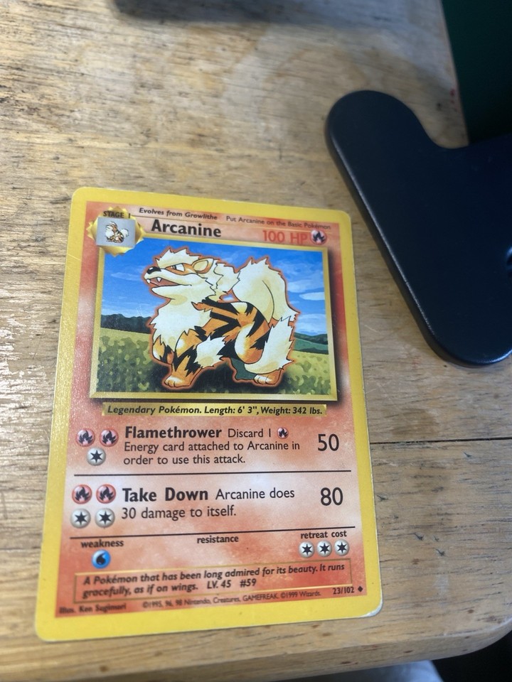 🐾🔥 1999 Base Set - Arcanine And Growlithe 23/102 and 28/102 Pokemon TCG ...