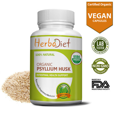Organic Psyllium Husk Veg Capsules Natural Fiber Husks Digestive Aid ...