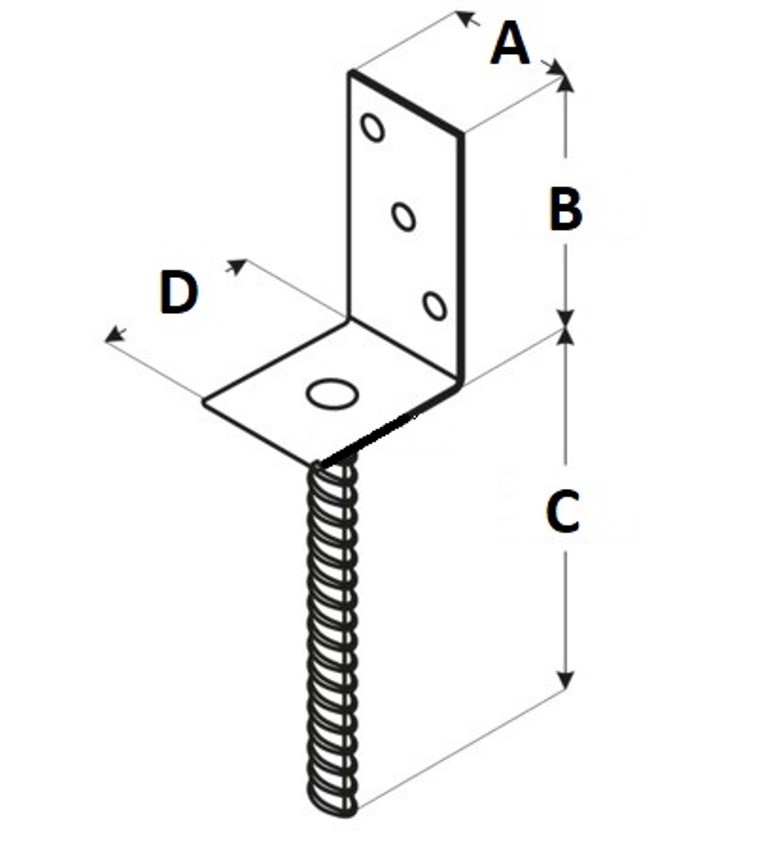 HEAVY DUTY GALVANISED L TYPE SHAPE WITH PIN FENCE POST ANCHOR SUPPORT ...