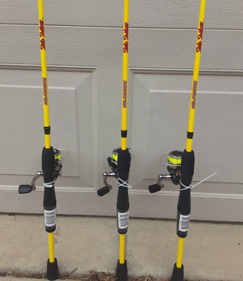 lot of 3 Mr. Crappie Lew's Slab Shaker 5'6" spinning Rod & Reel combo w ...