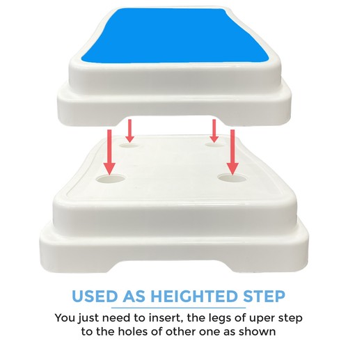 ANTI SLIP BATH STEP STACK-ABLE DISABILITY SAFETY AID STOOL WITH GRIP ...