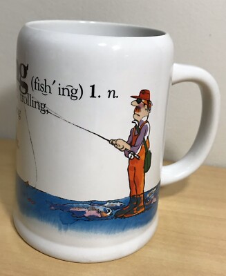 Vintage 1984 ENESCO Beard & McKie's Fishing Definition Oversize 14 Oz ...