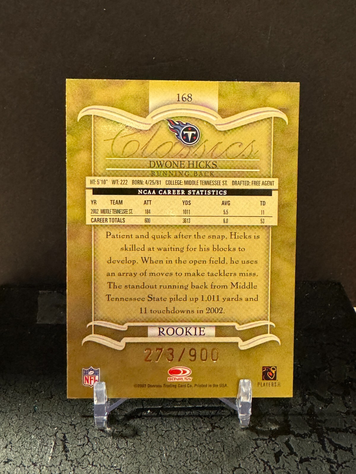 2003 Donruss Classics - #168 Dwone Hicks /900 (RC) for sale online | eBay