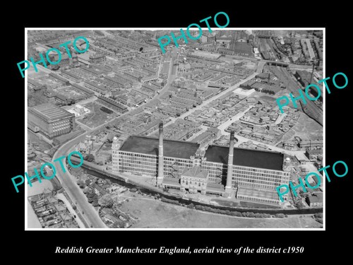 OLD 8x6 HISTORIC PHOTO REDDISH MANCHESTER ENGLAND DISTRICT AERIAL VIEW ...