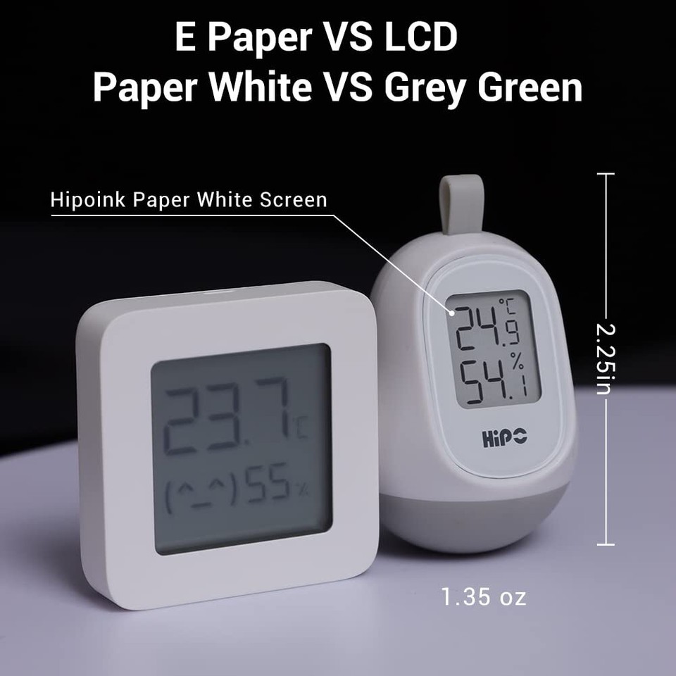 Hygrometer Indoor Thermometer, Paper White Screen Temperature Monitor ...