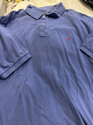 POLO RALPH LAUREN Size 2XLT Mens Cotton Polo Shirt Golf Pony Logo Blue ...