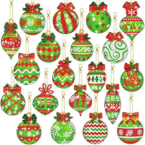 20 Pcs Christmas Diamond Painting Keychain Kits 5D DIY Diamond Art ...