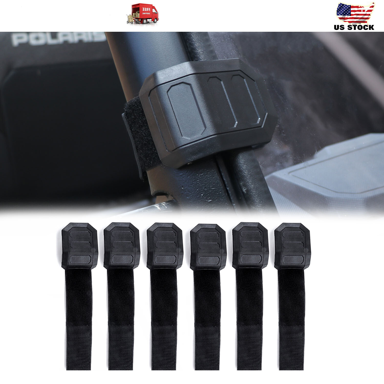 6x UTV Black Windshield Clips Bracket Straps For Polaris RZR XP Ranger ...