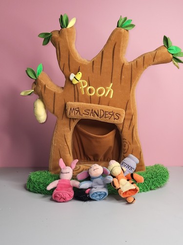 Disney Store Plush Winnie The Pooh Mr Sanders Tree House 3 Finger ...