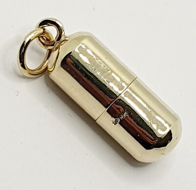 9ct Yellow Gold Pill Box / Snuff Box- Pill-shaped box Screw thread ...