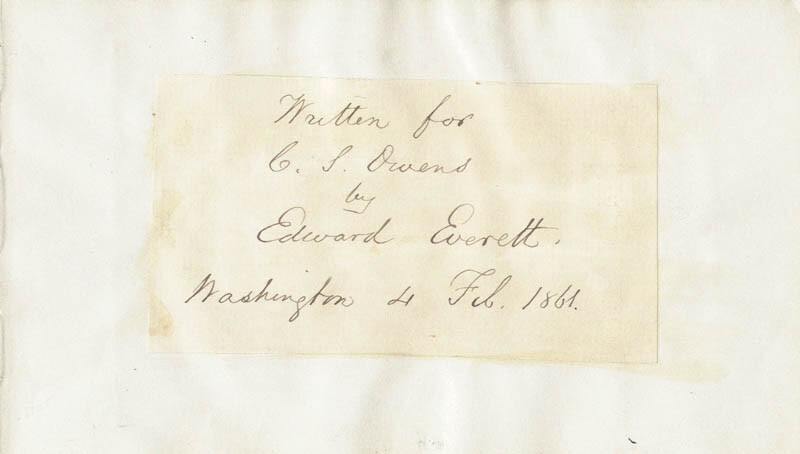 EDWARD EVERETT - AUTOGRAPH NOTE SIGNED 02/04/1861 | eBay