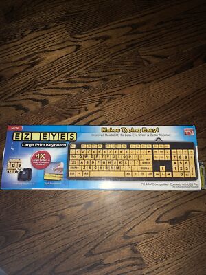 EZ Eyes Large Print Computer Keyboard USB PC MAC Compatible ...