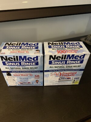 NEILMED SINUS RINSE-COMPLETE SINUS RINSE KIT-50 MIX PACKETS PLUS BOTTLE ...