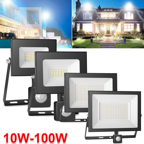 20/30/50/100W LED Floodlight PIR Sensor Motion Security Flood Light ...