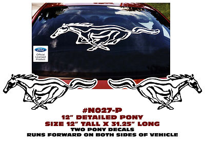 N027-P MUSTANG 12"x 31" DETAILED RUNNING PONY DECAL SET - LICENSED ...