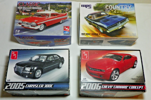 Lot of 4 Model Car Kits 1/25 Open Box Country Charger Camaro 300C ...