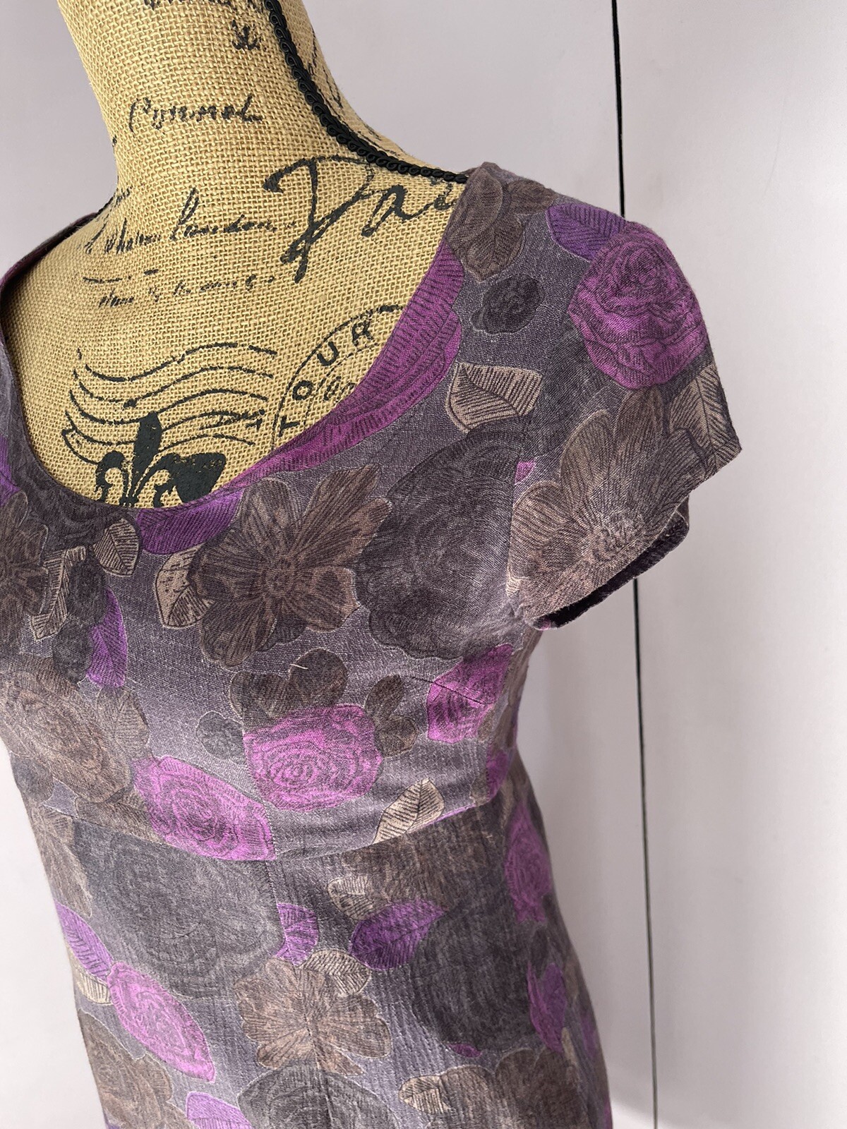 White Stuff Muted Purple Multi Linen Blend Dress Uk8 … - Gem