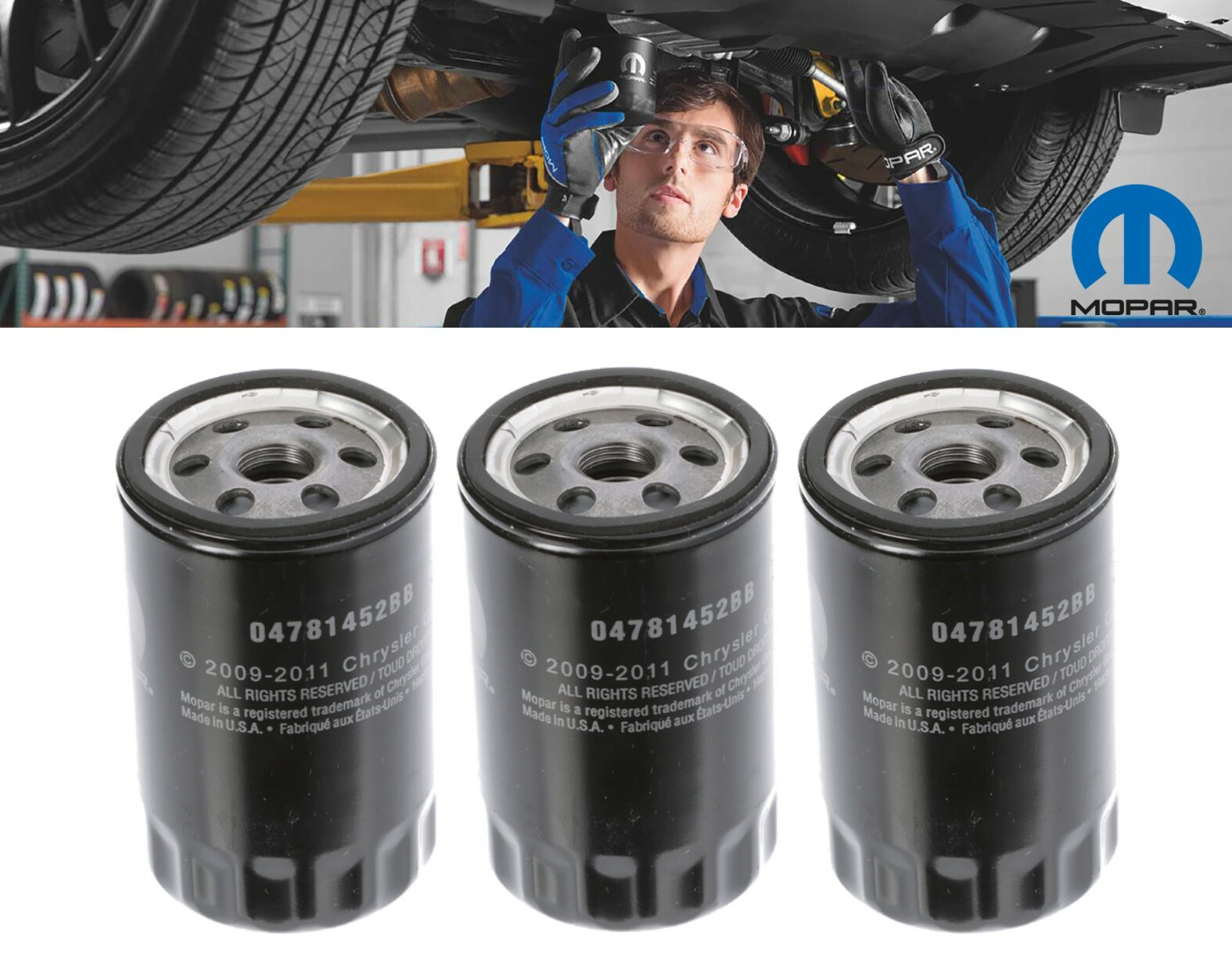 3 Pack OEM Mopar Chrysler Jeep Dodge Ram Oil Filters MO-452 4781452BB ...