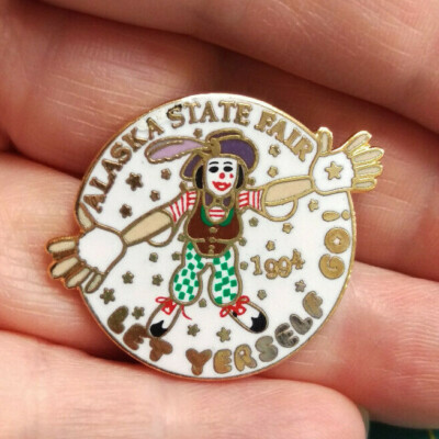 1994 Alaska State Fair Pin Palmer AK LET YERSELF GO! Clown / Mime ...