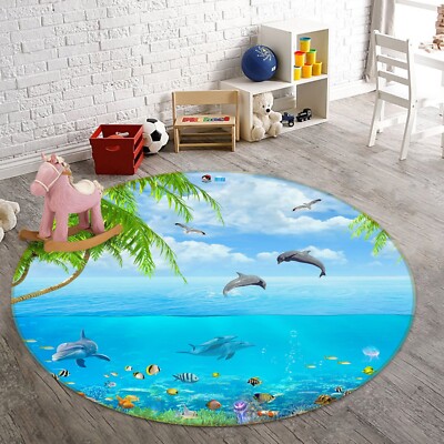 3D Ocean Dolphin Fish ZHUA2369 Game Non Slip Rug Mat Photo Carpet Amy ...